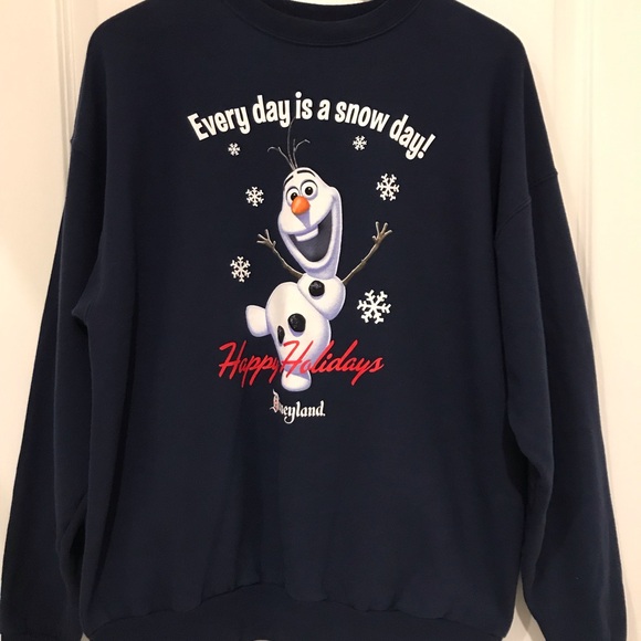 Disney | Tops | Disneyland Olaf Every Day Is A Snow Day Sweatshirt Blue ...